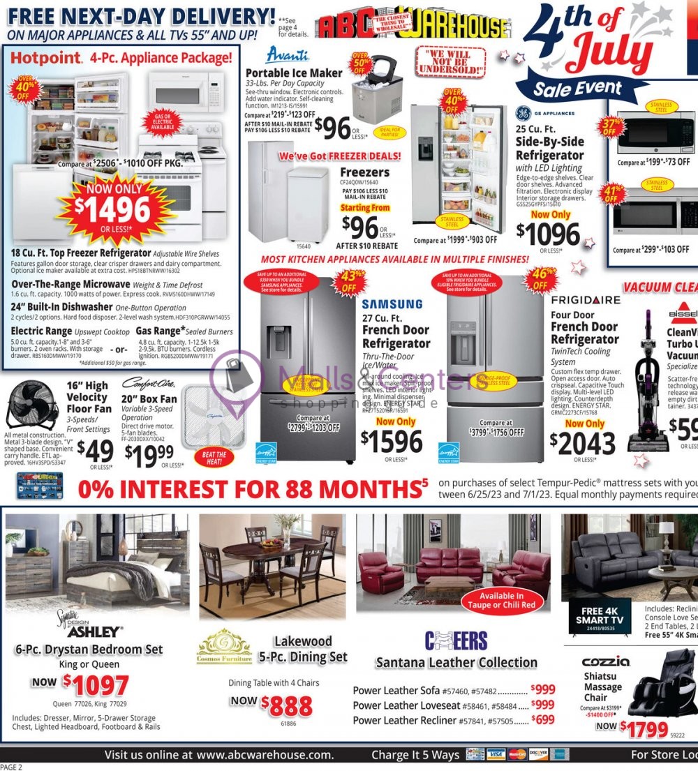 ABC Warehouse Weekly ad valid from 06/25/2023 to 07/01/2023 - MallsCenters
