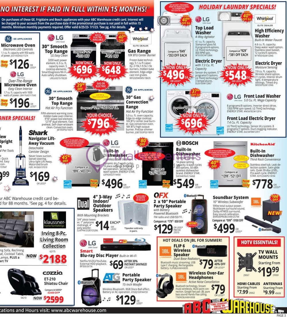 ABC Warehouse Weekly ad valid from 06/25/2023 to 07/01/2023 - MallsCenters