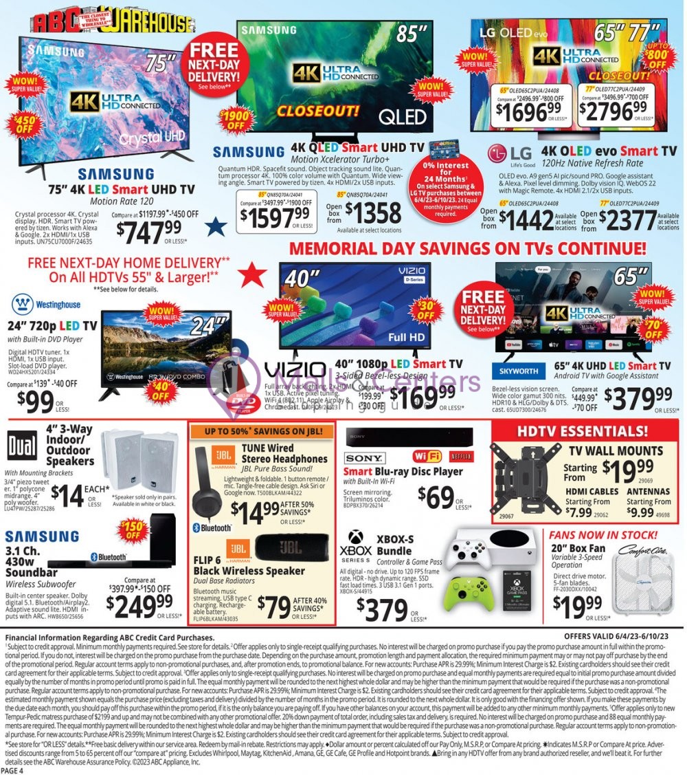 ABC Warehouse Weekly ad valid from 06/04/2023 to 06/10/2023 - MallsCenters
