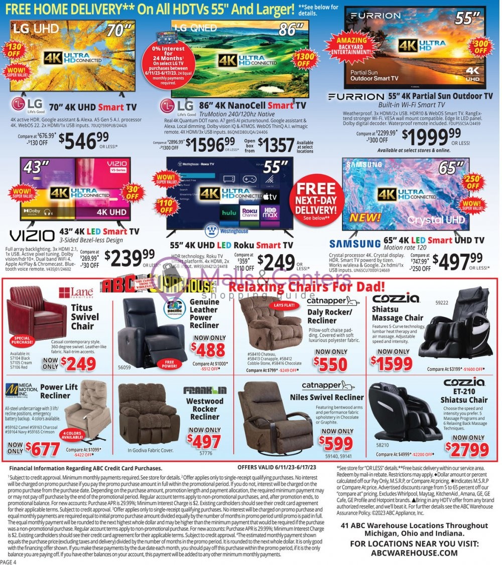 ABC Warehouse Weekly ad valid from 06/11/2023 to 06/17/2023 - MallsCenters
