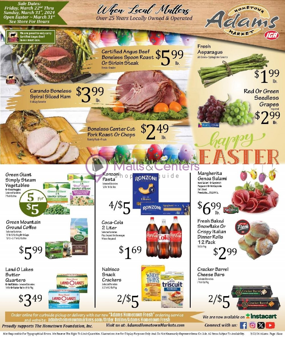 Adams hometown market Weekly Ad, from Fri, 3/22/2024 - sales & flyers ...