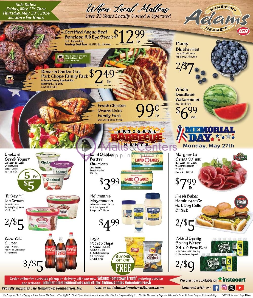 Adams hometown market Weekly Ad, from Fri, 5/17/2024 - sales & flyers ...