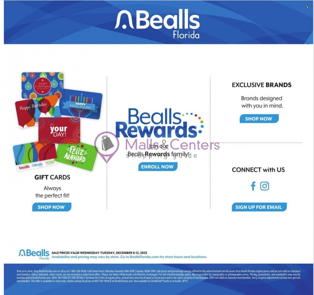 Bealls Florida Weekly ad valid from 12/06/2023 to 12/12/2023 - MallsCenters
