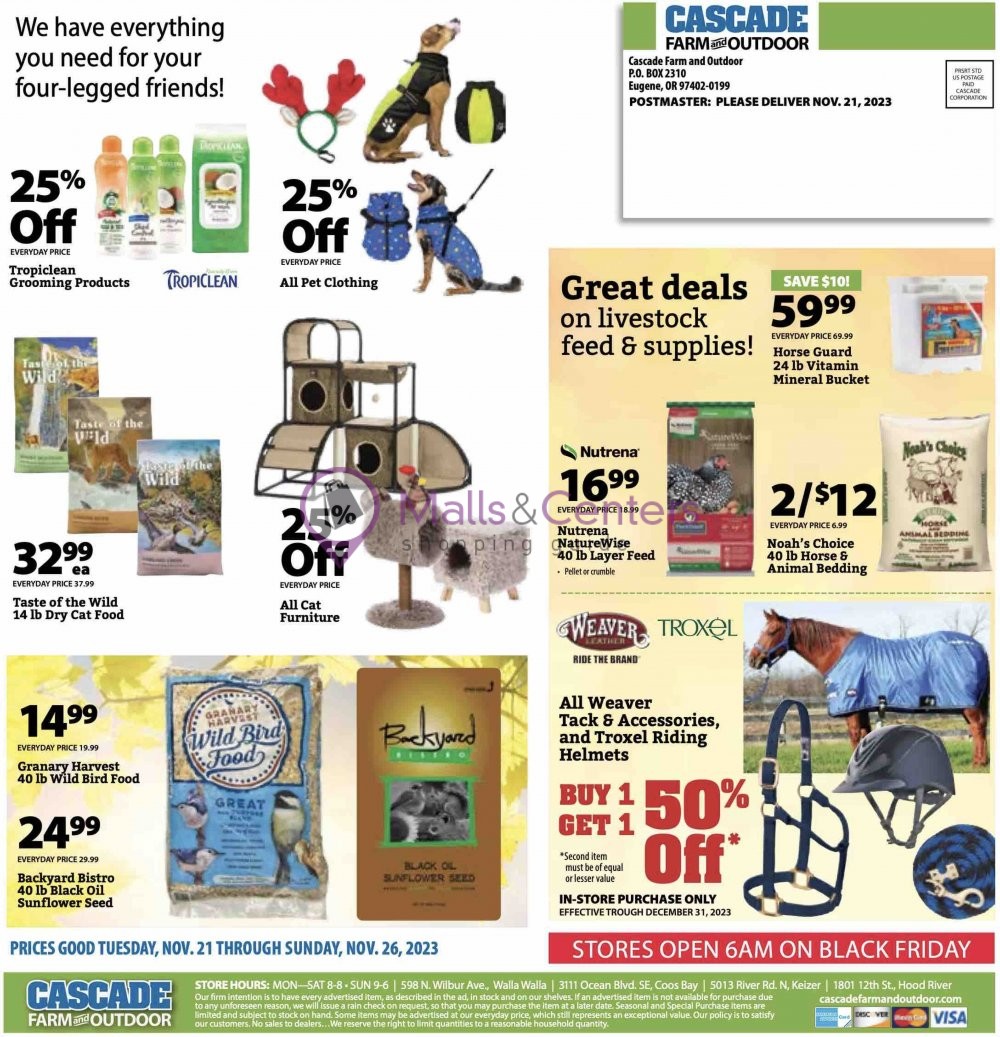 Cascade Farm and Outdoor Weekly ad valid from 11/21/2023 to 11/26/2023 ...