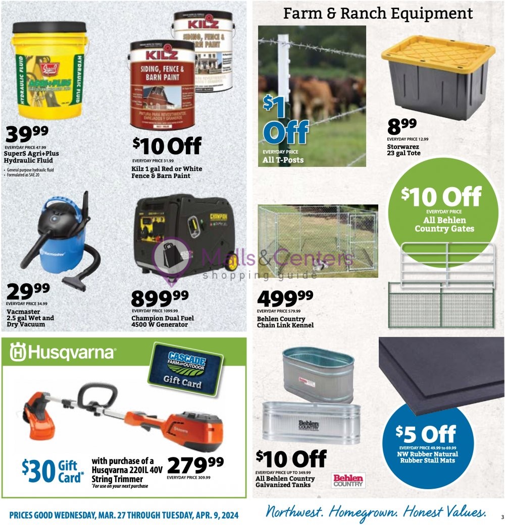 Cascade Farm and Outdoor Weekly ad valid from 03/27/2024 to 04/09/2024 ...