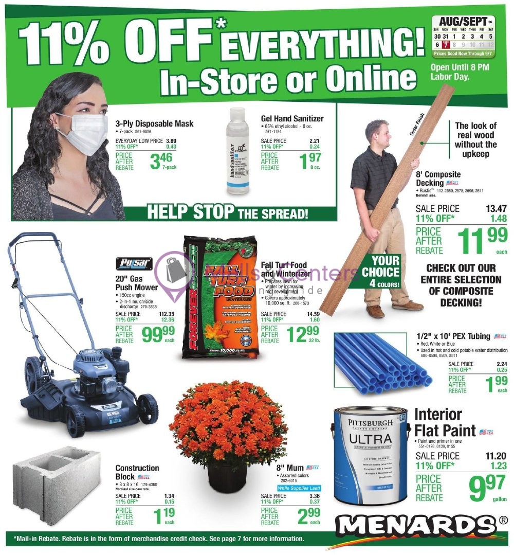 Menards Weekly ad valid from 08/30/2020 to 09/07/2020 - MallsCenters