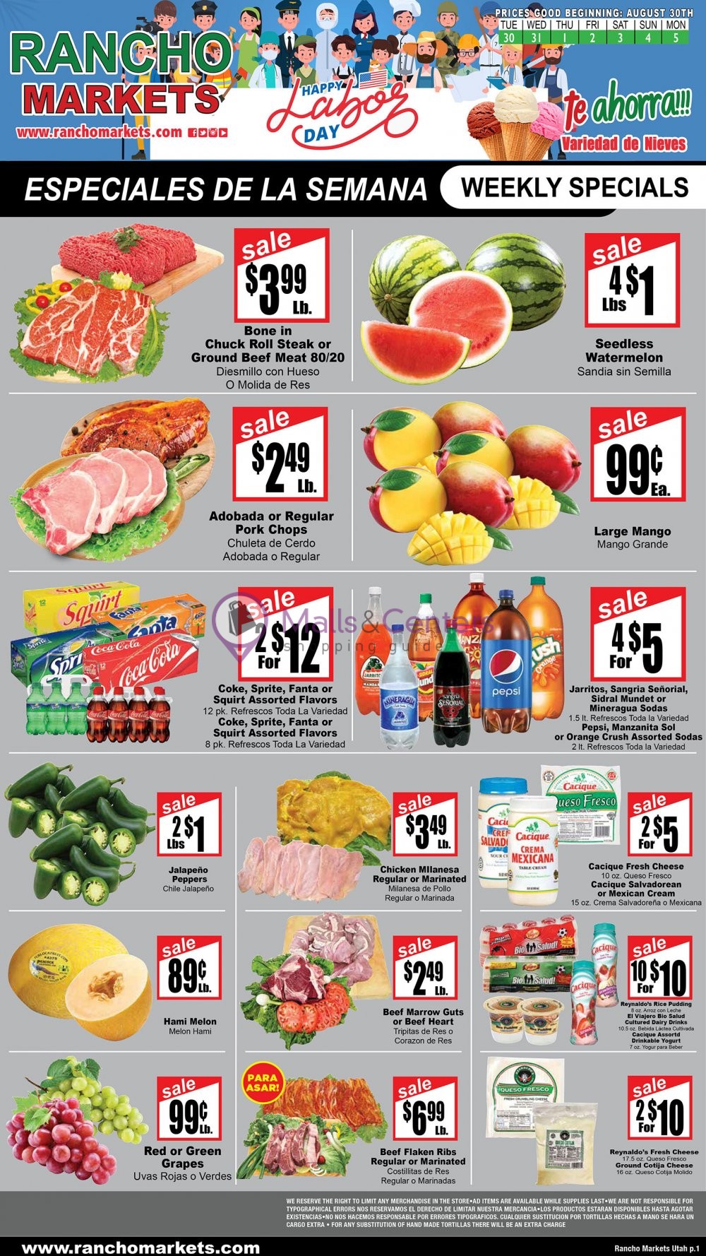 Rancho Markets Weekly ad valid from 08/30/2022 to 09/05/2022 - MallsCenters