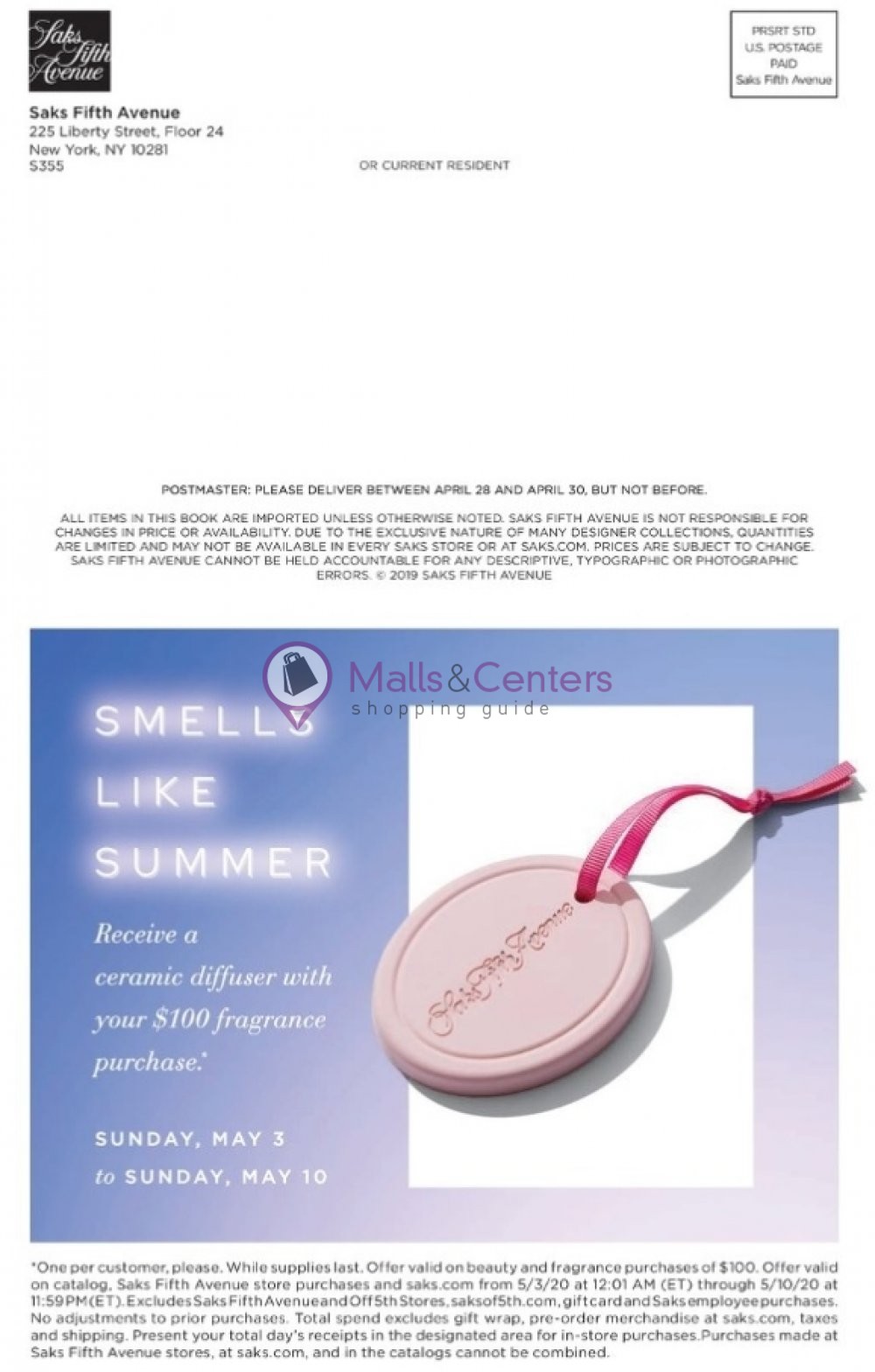Saks Fifth Avenue Weekly Ad - sales & flyers specials - MallsCenters