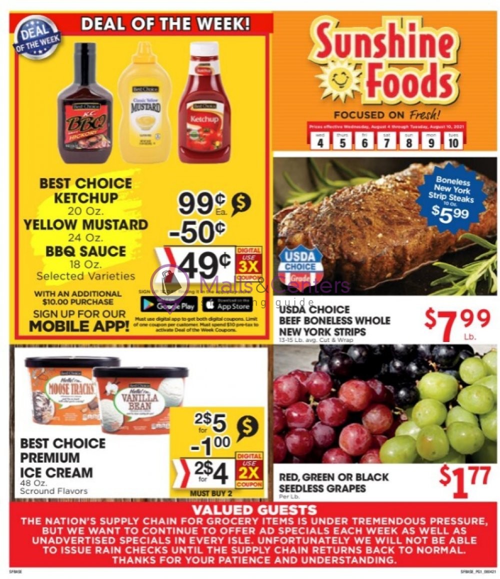 Sunshine Foods Weekly Ad - sales & flyers specials - MallsCenters