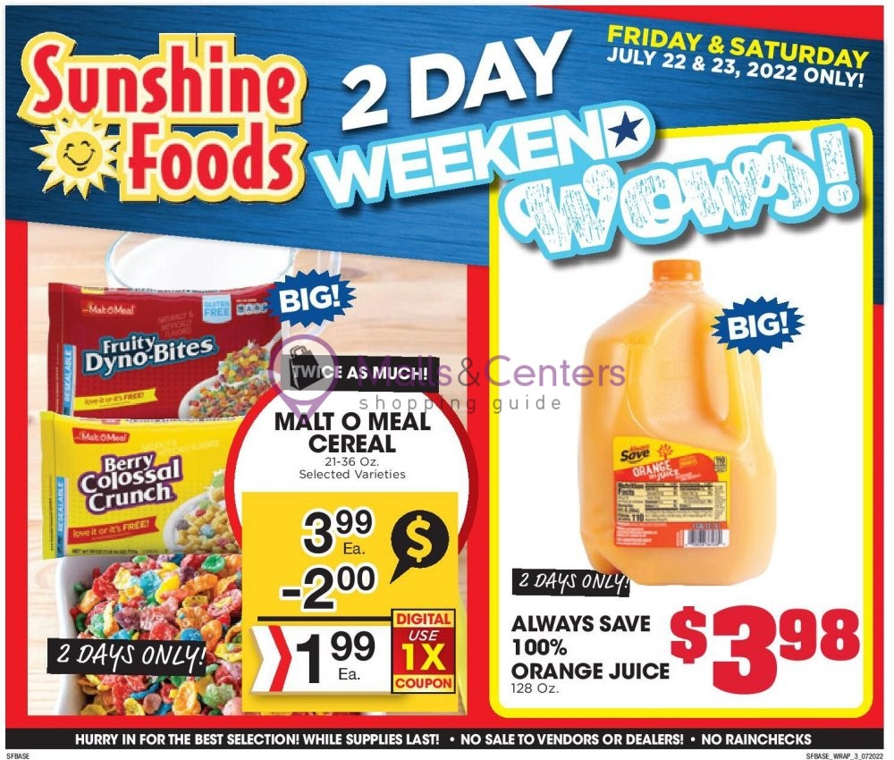 Sunshine Foods Weekly Ad - sales & flyers specials - MallsCenters