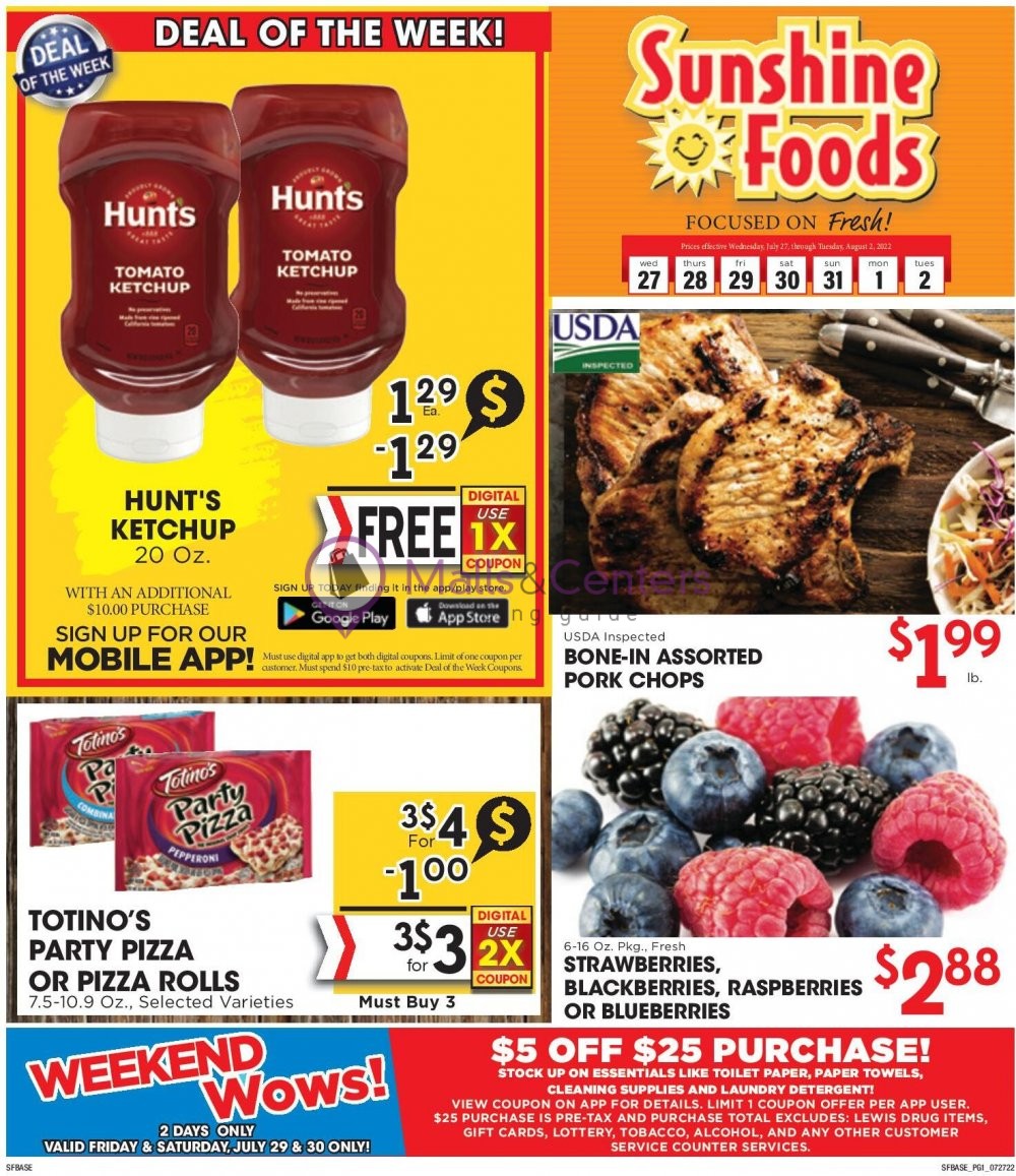 Sunshine Foods Weekly Ad - sales & flyers specials - MallsCenters