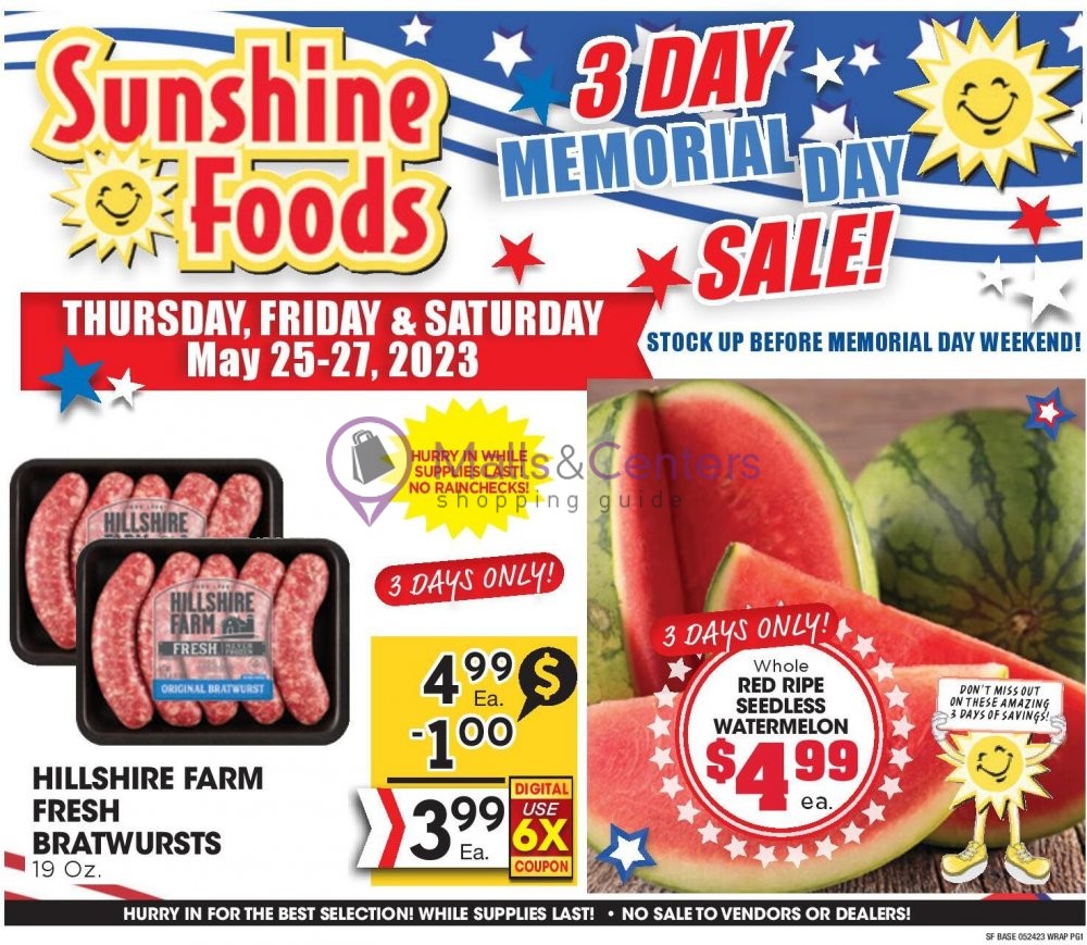 Sunshine Foods Weekly ad valid from 05/24/2023 to 05/30/2023 - MallsCenters