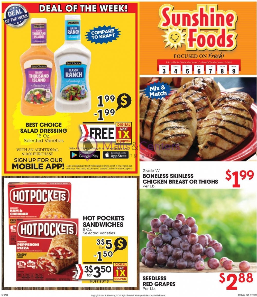 Sunshine Foods Weekly Ad, from Wed, 1/3/2024 - sales & flyers specials - MallsCenters