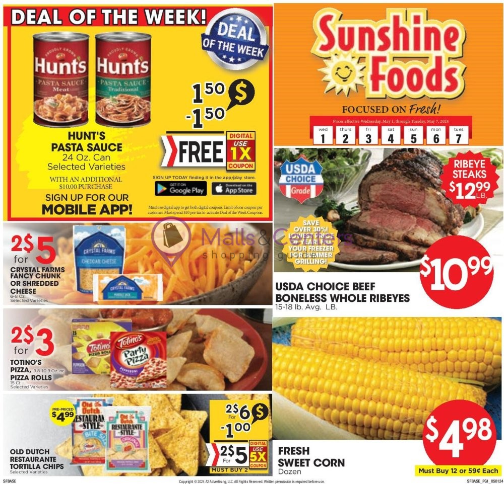 Sunshine Foods Weekly ad valid from 05/01/2024 to 05/07/2024 - MallsCenters