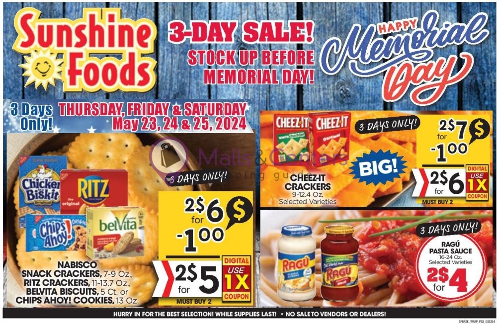 Sunshine Foods Weekly ad valid from 05/22/2024 to 05/28/2024 - MallsCenters