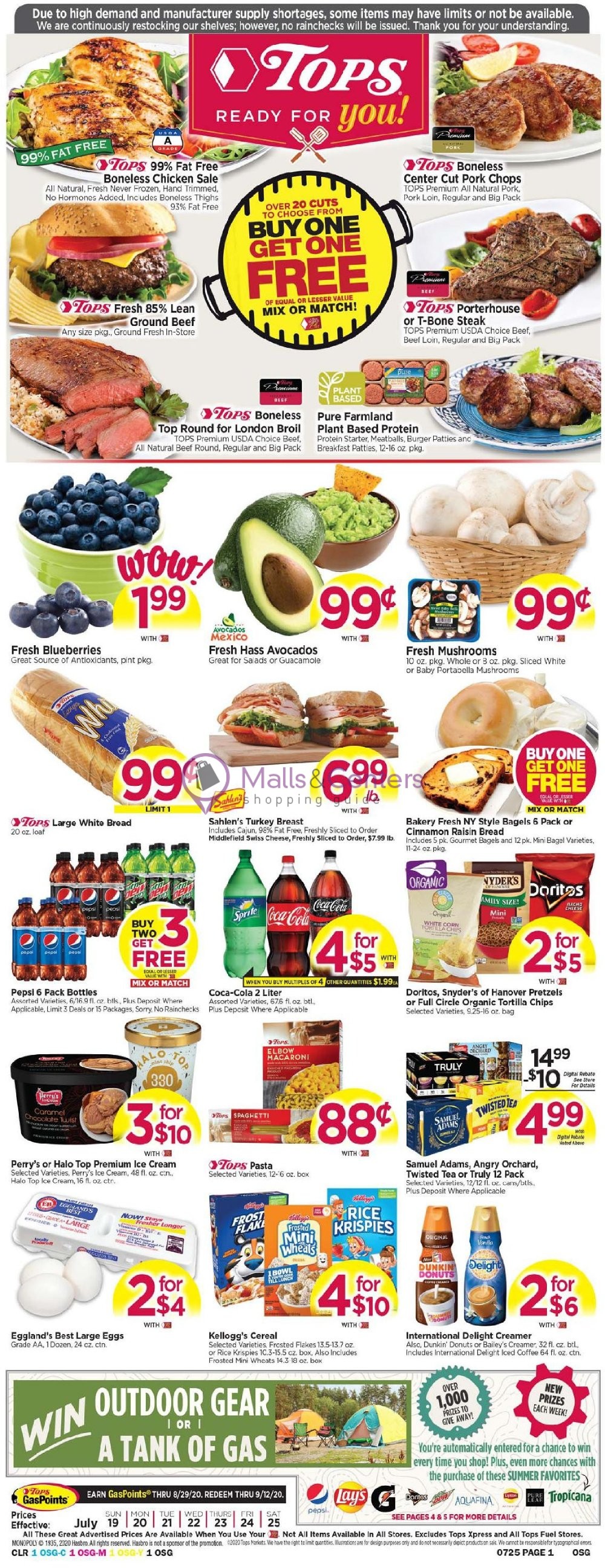 Tops Markets Weekly ad valid from 07/19/2020 to 07/25/2020 - MallsCenters