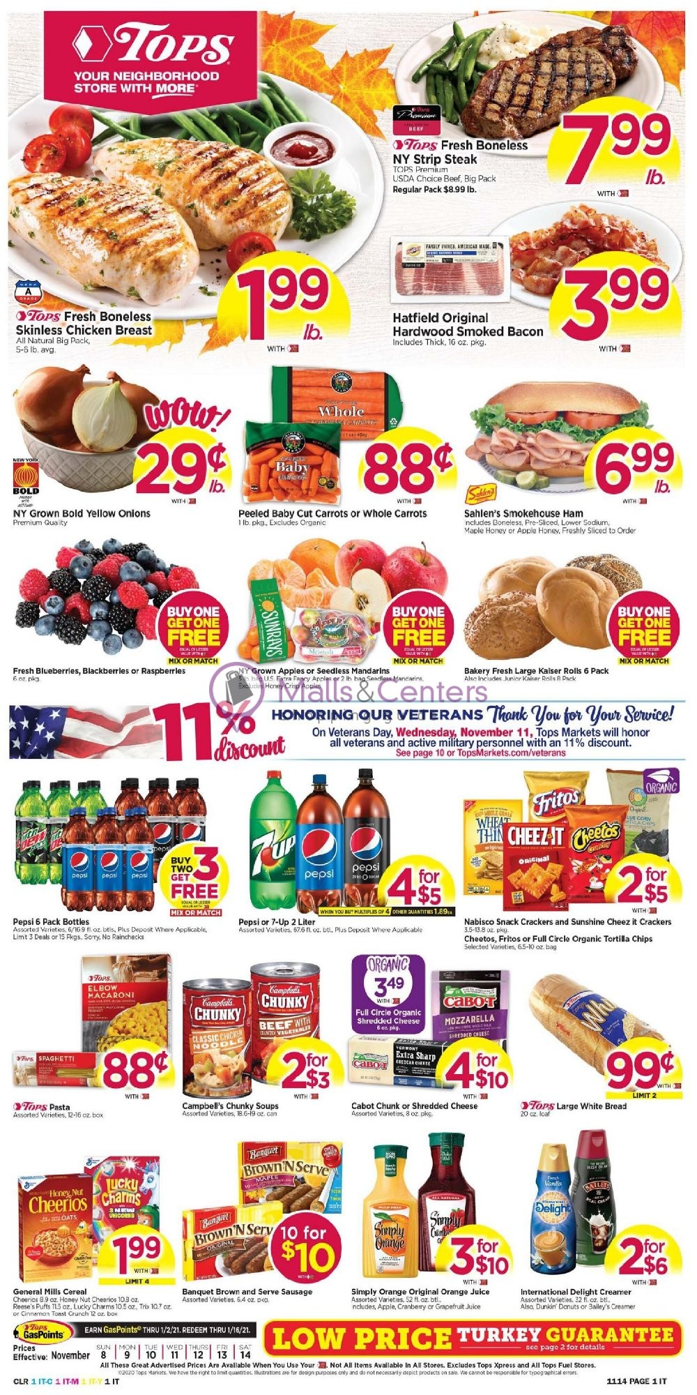 Tops Markets Weekly ad valid from 11/08/2020 to 11/14/2020 - MallsCenters