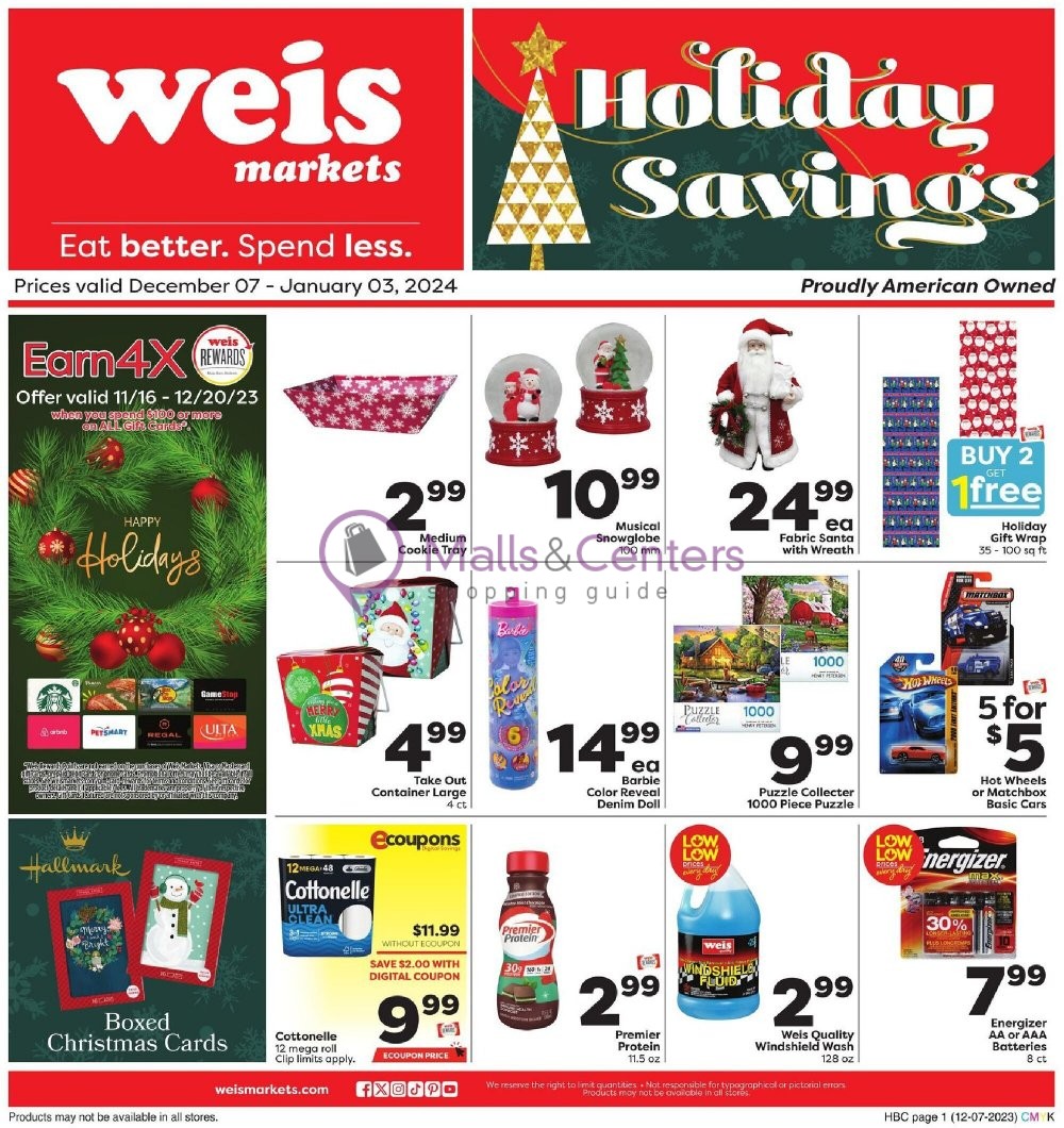 Weis Markets Weekly Ad, from Thu, 12/7/2023 - sales & flyers specials ...