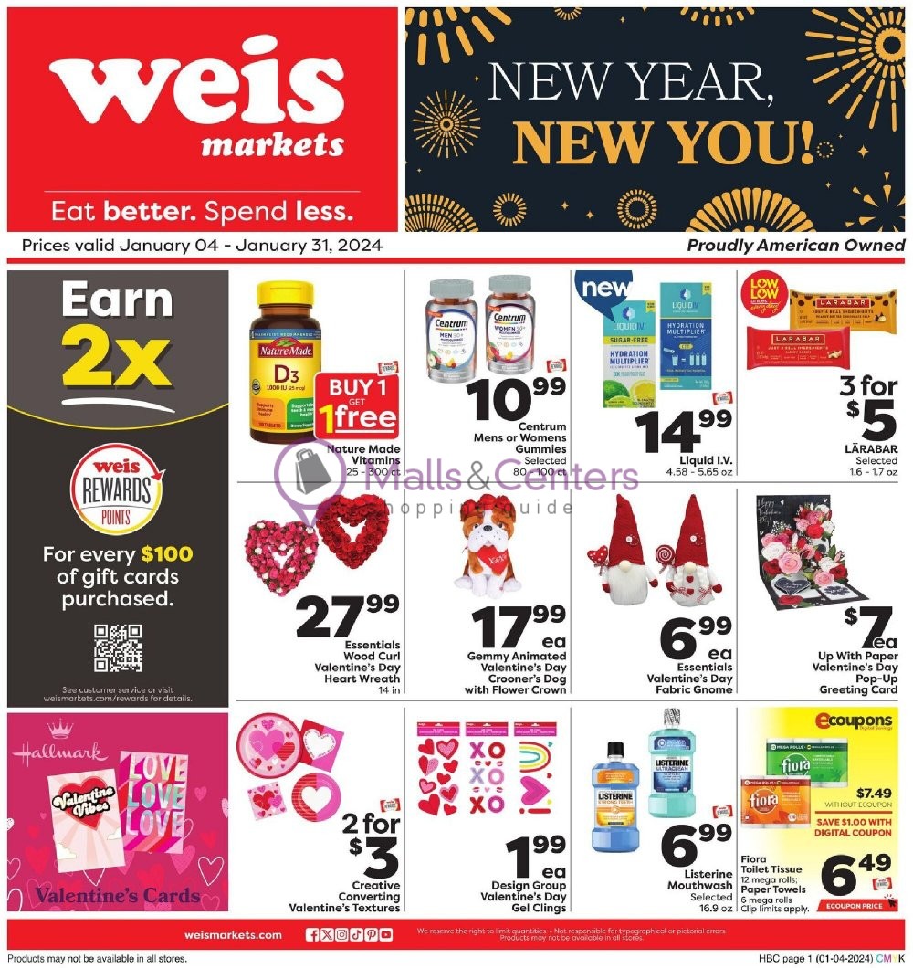 Weis Markets Weekly Ad, from Thu, 1/4/2024 - sales & flyers specials ...